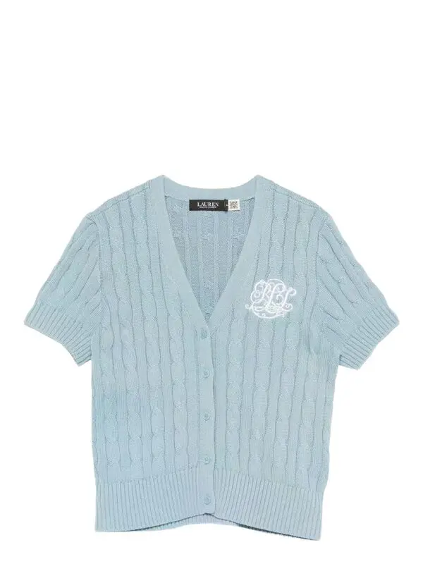 Ralph Lauren Cable-knit Cardigan With Embroidered Logo - Blue