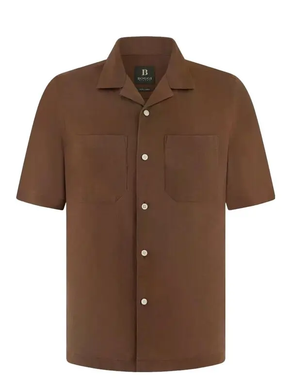 Boggi Milano Short-sleeve Linen Shirt - Brown