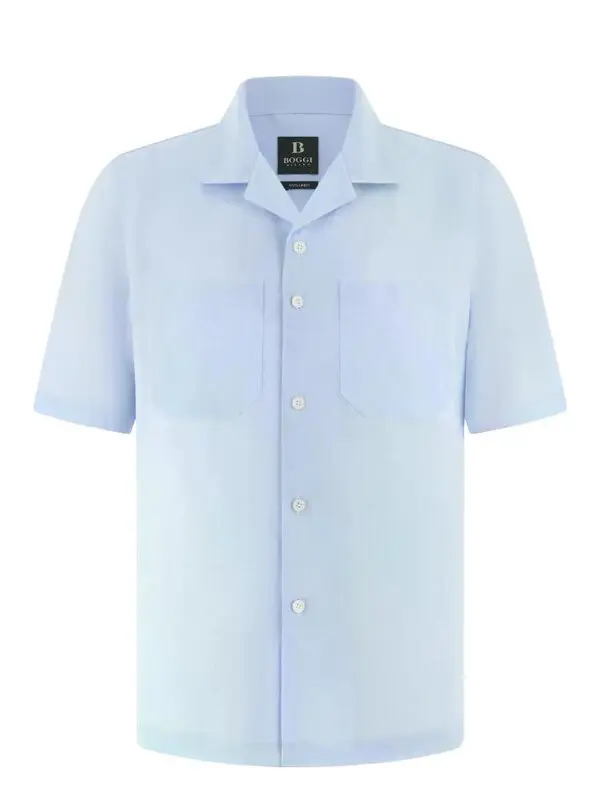 Boggi Milano Linen Short-sleeve Shirt - Blue
