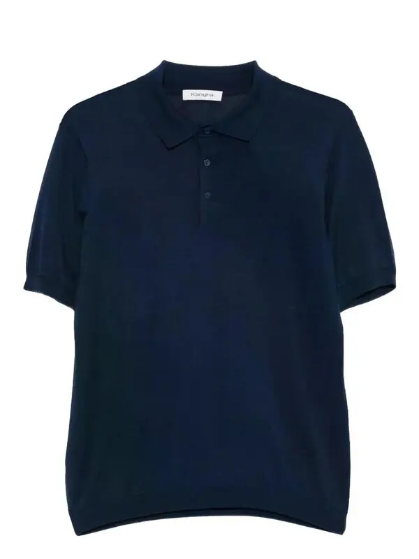 KANGRA Ribbed-knit Polo Shirt - Blue