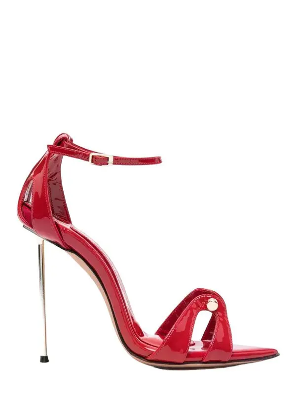 HARDOT Patent-finish Cut-out Stiletto Sandals - Red