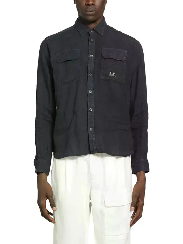 C.P. COMPANY Linen Flap-pocket Shirt - Grey