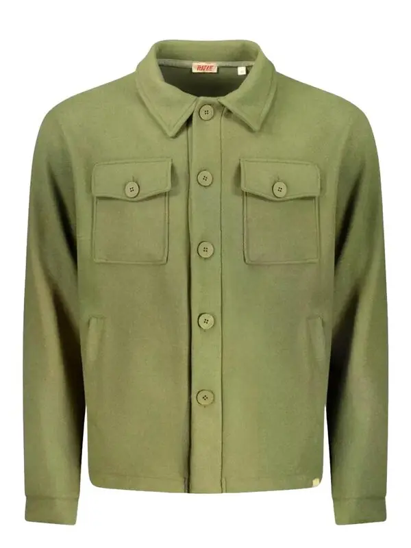 RIFLE Button-up Pocket-up Cotton Overshirt - Green