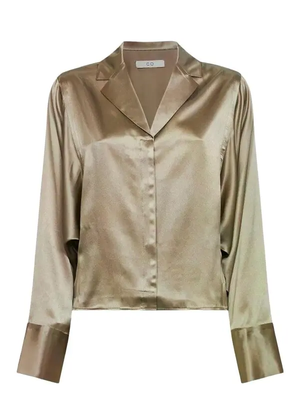 Co Silk Lapel Collar Shirt - Neutrals