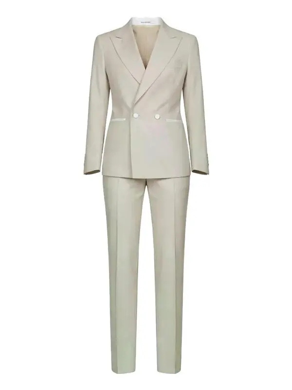Tagliatore Double-breasted Virgin-wool Suit - Neutrals