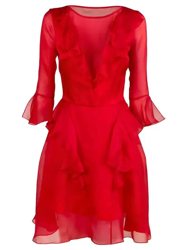 CATALINA Rhea Ruffled Silk Dress - Red