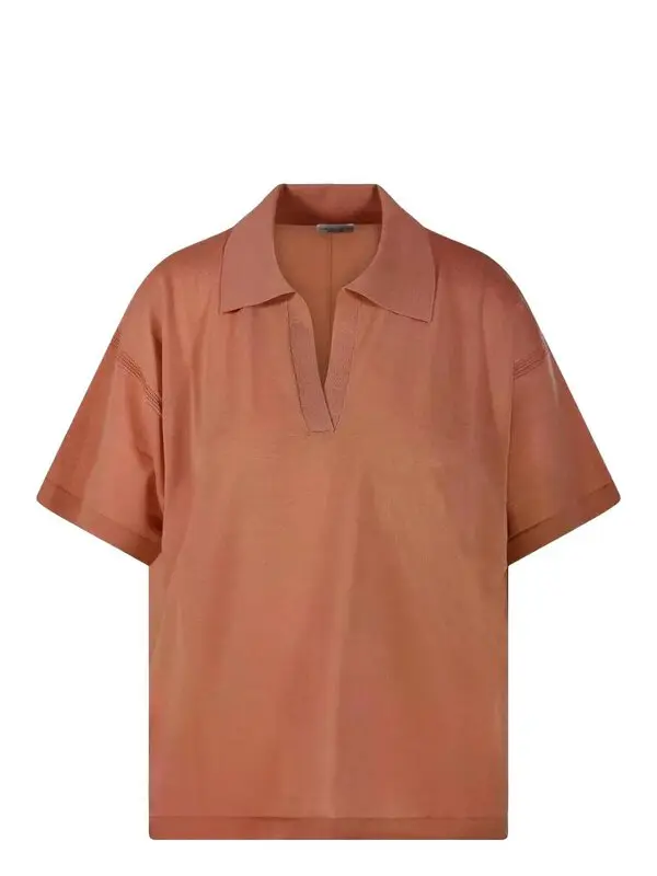 ROBERTO COLLINA Fine-knit V-neck T-shirt - Orange
