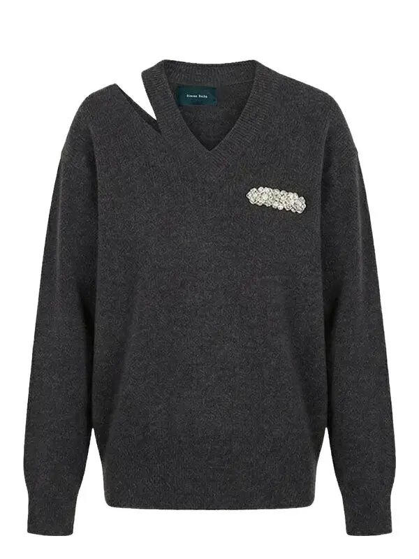 Simone Rocha Embellished Cut-out Sweater - Grey