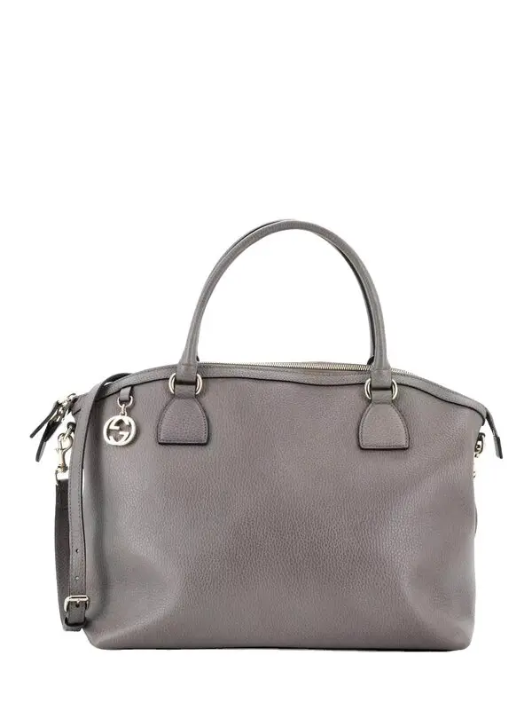 Gucci Gg Charm Convertible Dome Medium Satchel - Grey