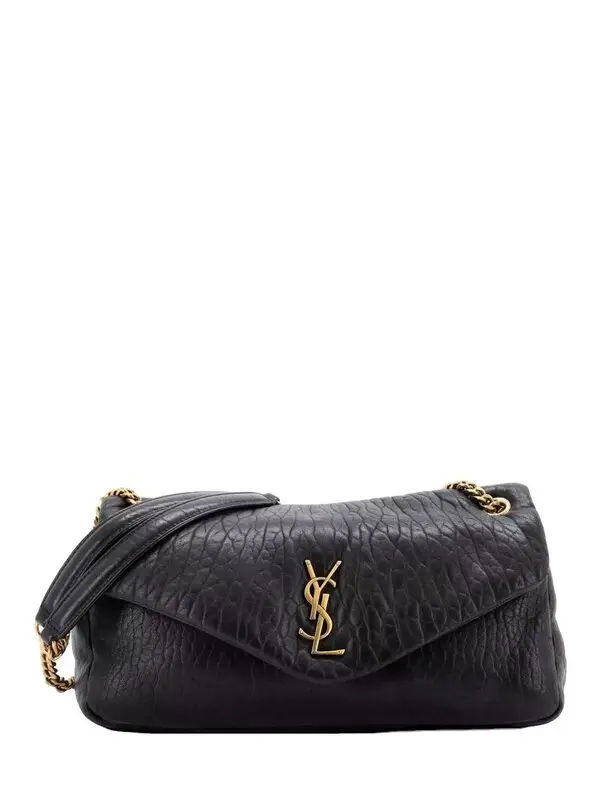Saint Laurent Calypso Flap Bag Leather Medium Crossbody Bag - Black