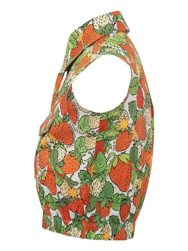 ALESSANDRO ENRIQUEZ Strawberry-print Cropped Shirt - Red