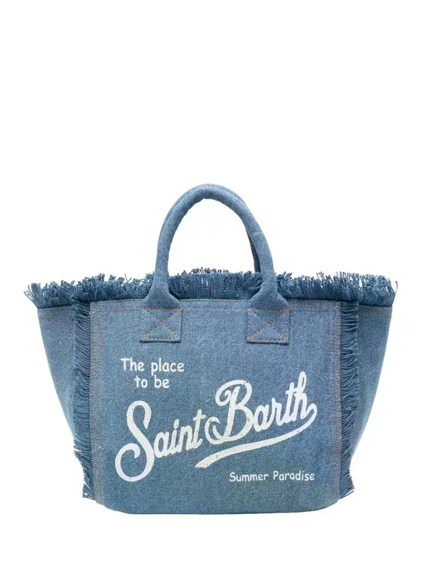 MC2 SAINT BARTH Frayed-edge Denim Tote Bag - Blue