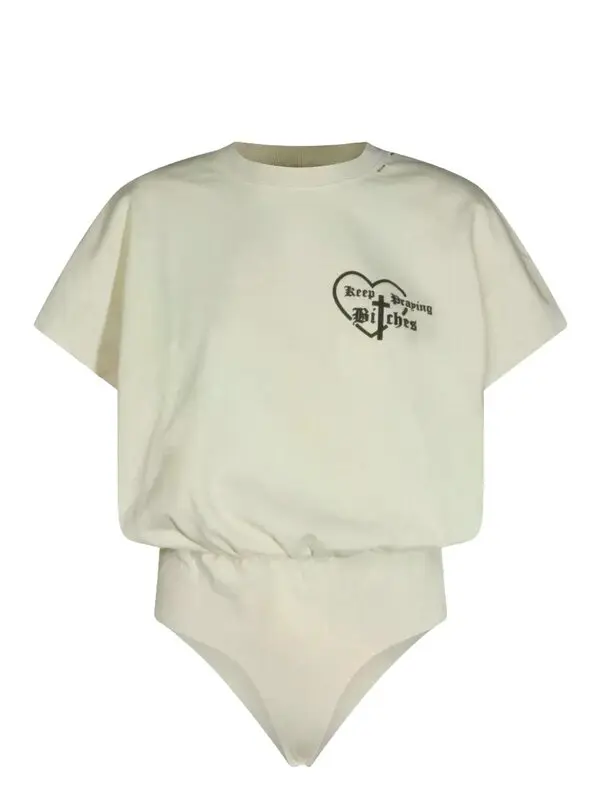 WILLY CHAVARRIA Graphic-print Bodysuit - Neutrals