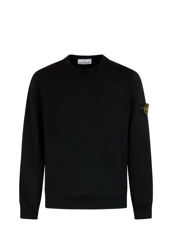 Stone Island Logo-badge Organic Cotton Sweatshirt - Black