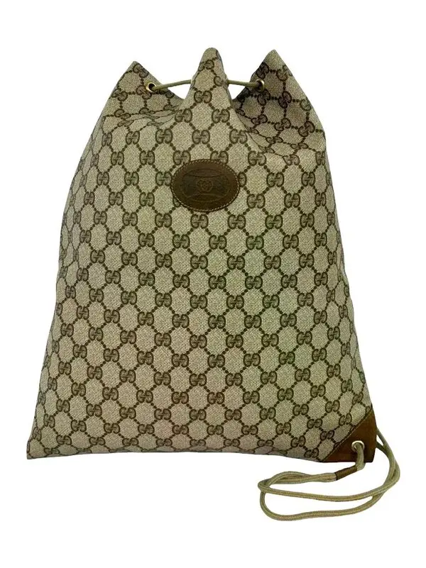 Gucci Gg Supreme Drawstring Backpack - Neutrals