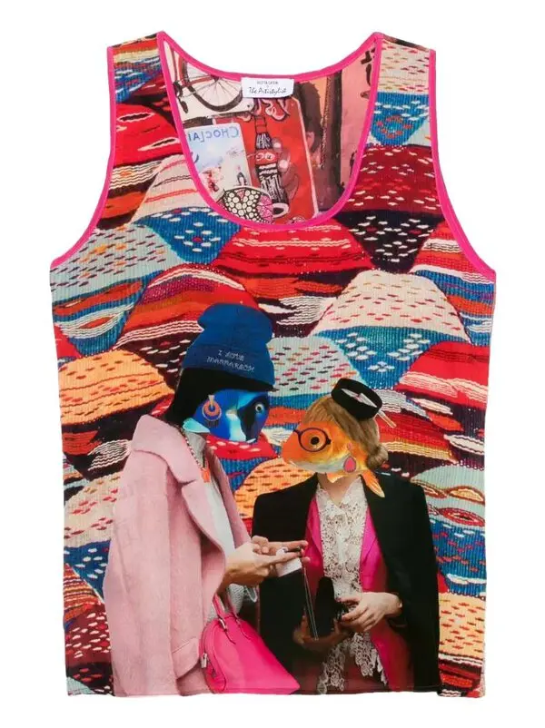 The Artistylist Graphic-print Sleeveless Top - Red