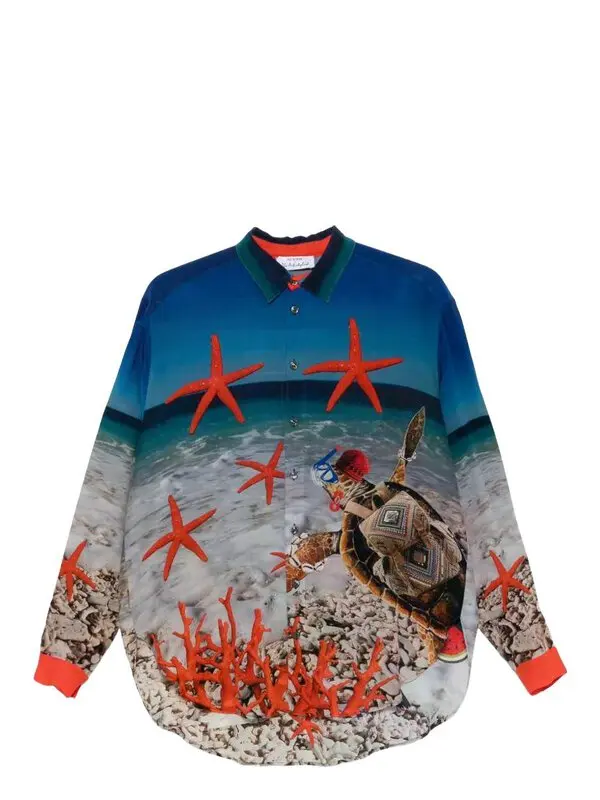 The Artistylist Graphic-print Silk Shirt - Blue