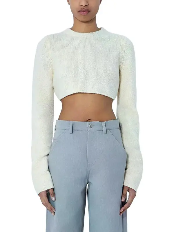 RIER Cropped Long-sleeve Sweater - Neutrals