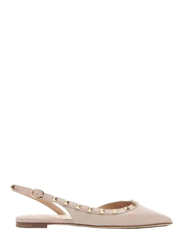 Valentino Garavani Rockstud Calfskin Flat Pumps - Neutrals
