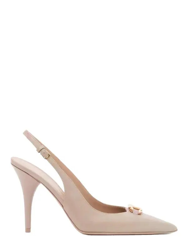 Valentino Garavani Calfskin Leather Slingback Pumps 100mm - Neutrals
