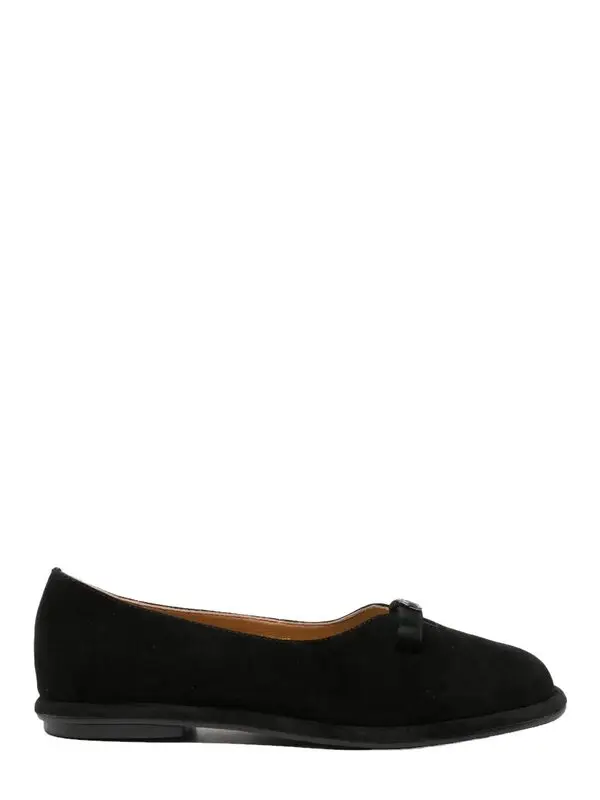 SERGIO MORETTI FIRENZE Bow-detail Suede Ballet Flats - Black