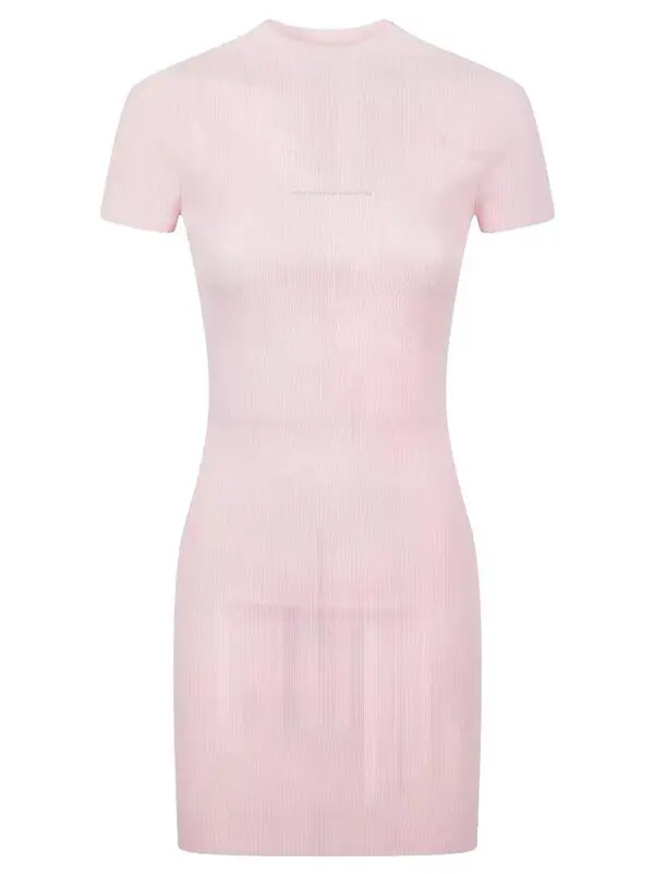 Alexander Wang Ribbed-knit Mini Dress With Logo - Pink