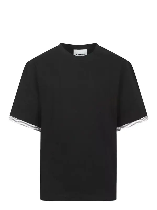 JIL SANDER Striped-trim T-shirt - Black