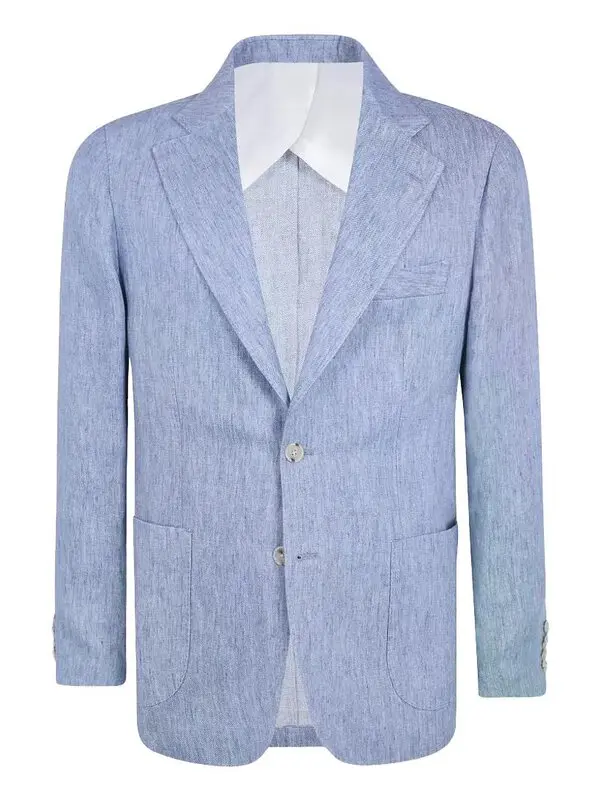 BARBA NAPOLI Single-breasted Linen Blazer - Blue