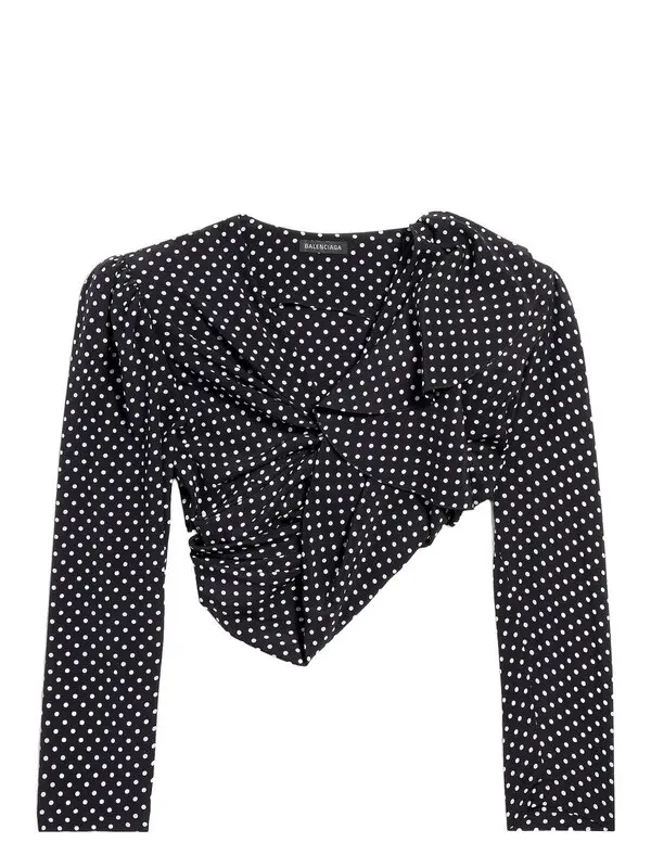 Balenciaga Polka Dot Viscose Crepe Blouse - Black
