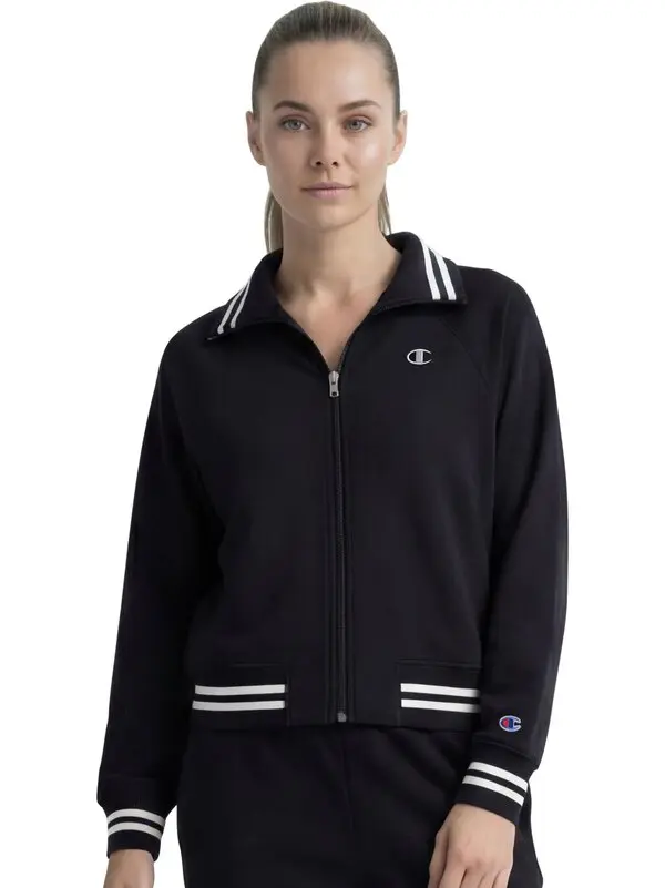 Champion Full Zip Mock Neck Top - Black