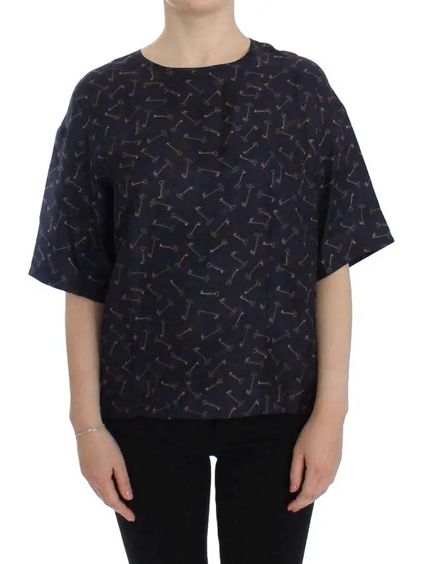 Dolce & Gabbana Printed Silk Blouse - Blue