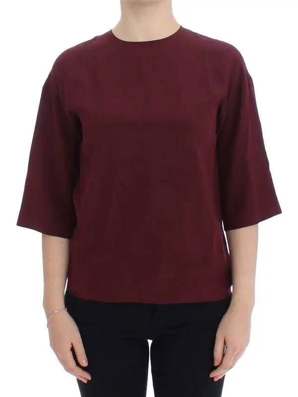 Dolce & Gabbana 3/4 Sleeve Silk Blouse - Red