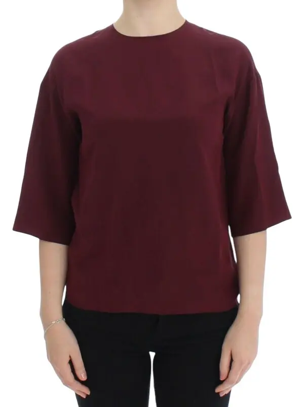 Dolce & Gabbana 3/4 Sleeve Silk Blouse - Red