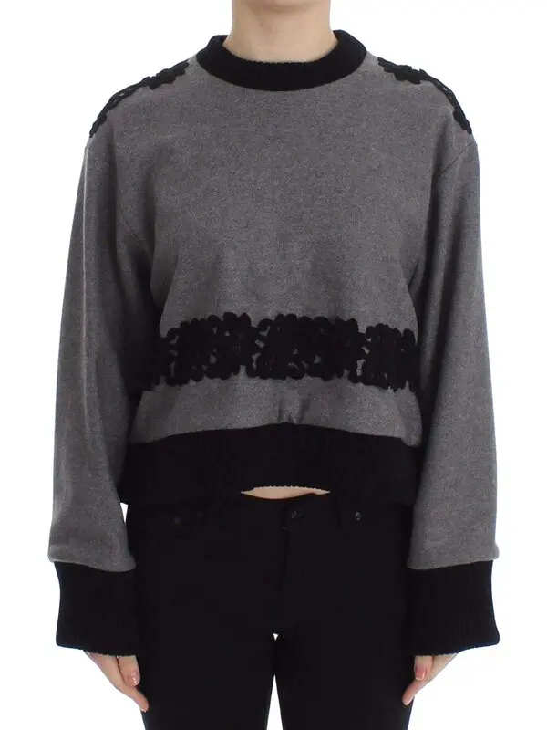 Dolce & Gabbana Lace Wool Cashmere Sweater - Gray