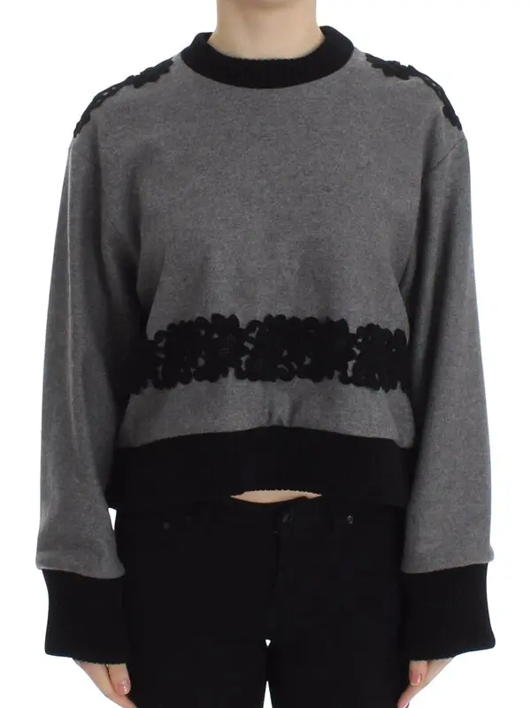 Dolce & Gabbana Lace Wool Cashmere Sweater - Gray