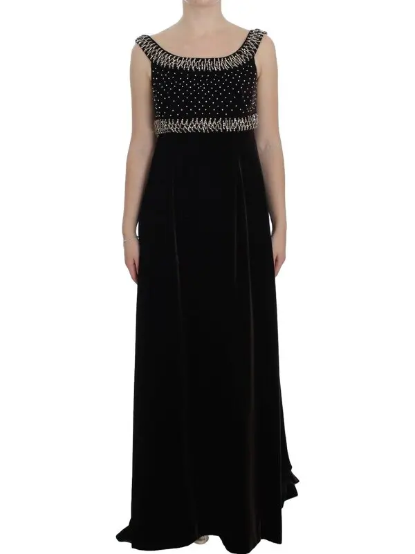 Dolce & Gabbana Velvet Crystal Sheath Gown - Brown
