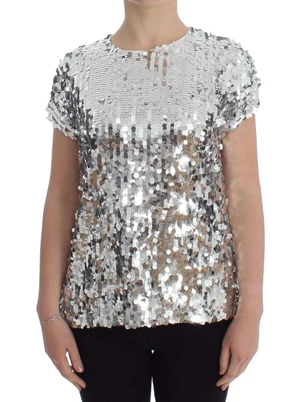 Dolce & Gabbana Sequined Crewneck T-shirt - Silver