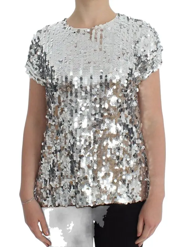 Dolce & Gabbana Sequined Crewneck T-shirt - Silver
