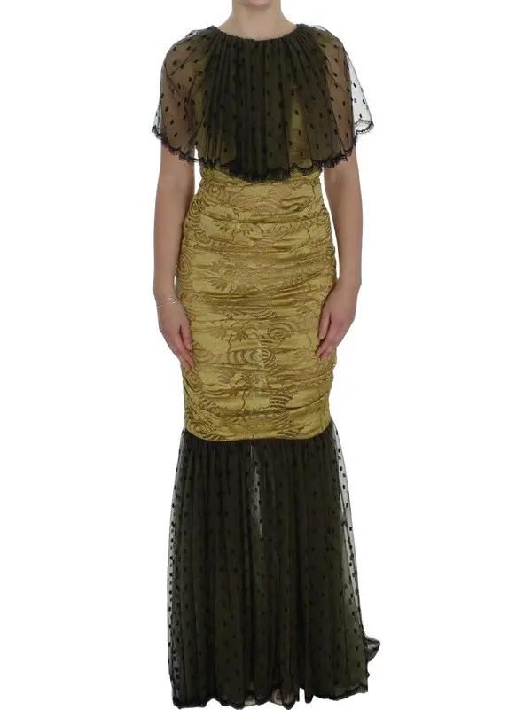 Dolce & Gabbana Floral Lace Ricamo Gown - Yellow