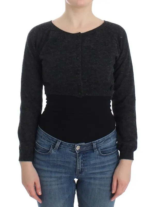 Ermanno Scervino Cropped Wool Cardigan Sweater - Gray