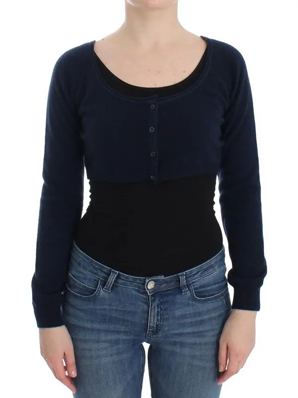 Ermanno Scervino Cropped Cashmere Blend Cardigan - Blue