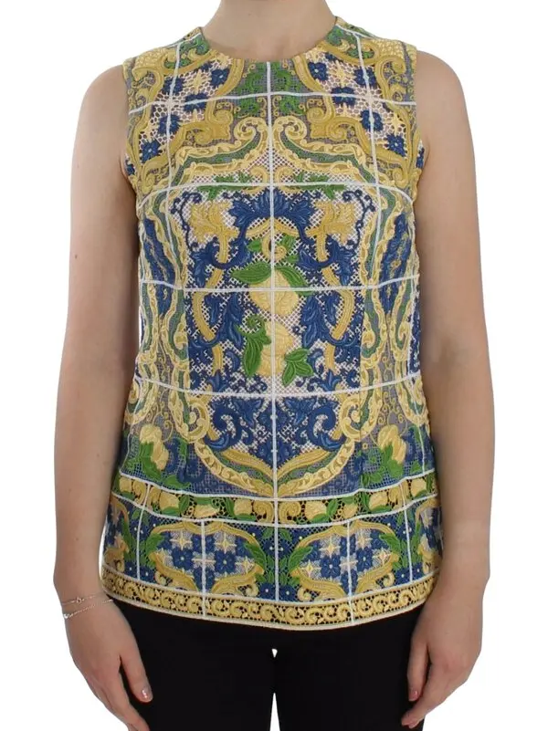 Dolce & Gabbana Majolica Embroidered Sleeveless Top - Multicolor