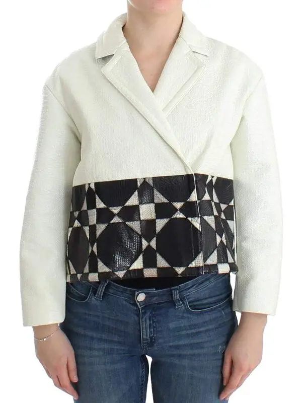 ANDREA POMPILIO Cropped Leather Jacket - White