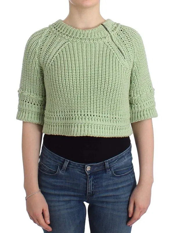 Ermanno Scervino Cropped Cotton-blend Knit Sweater - Green