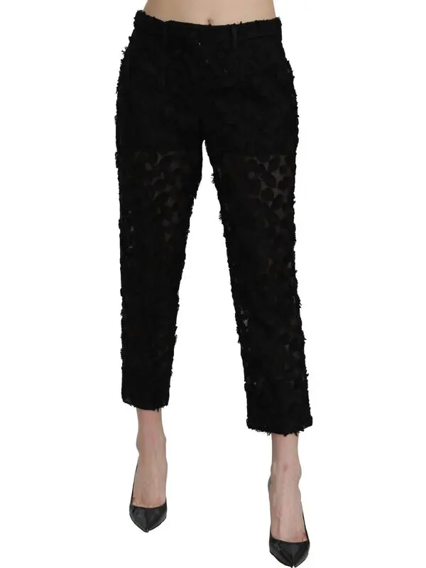 Dolce & Gabbana Lace Cropped High-waisted Trousers - Black