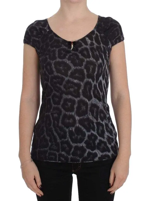 Roberto Cavalli Leopard Modal T-shirt - Gray