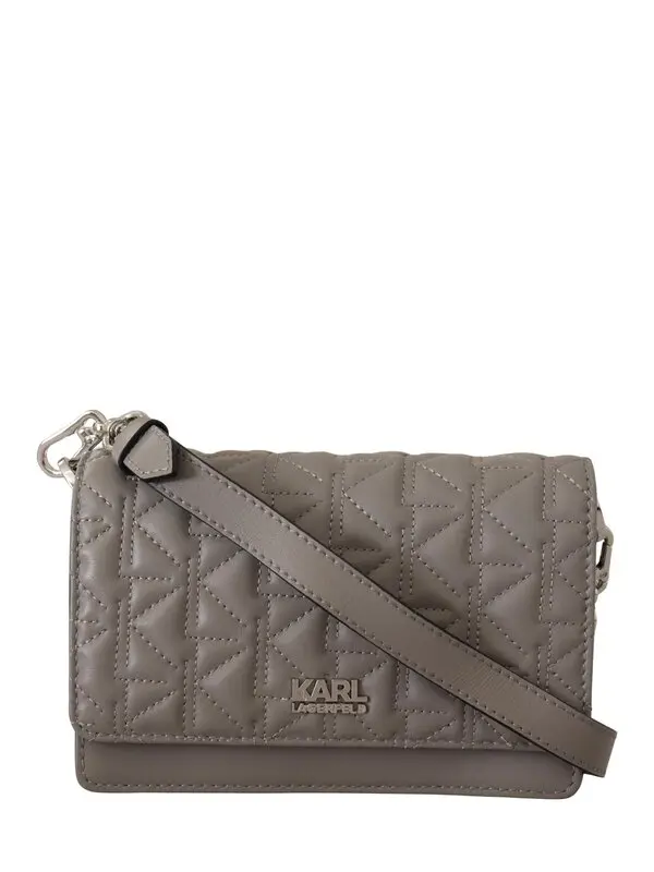 Karl Lagerfeld Leather Crossbody Bag - Grey