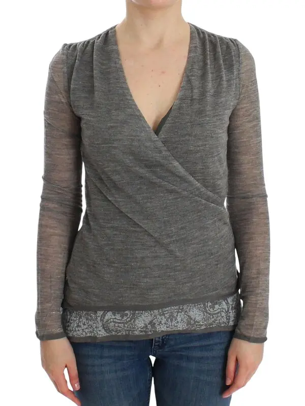 Ermanno Scervino Wool Blend Stretch Long Sleeve Sweater - Gray