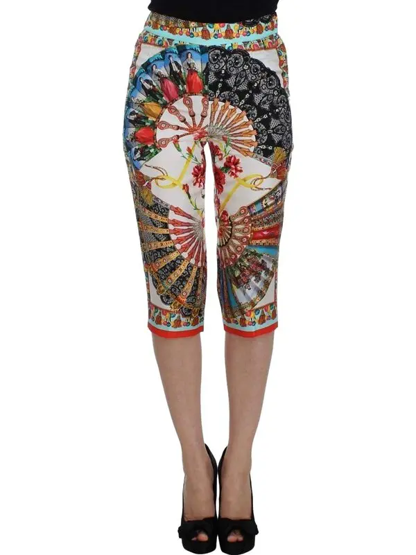 Dolce & Gabbana Printed Silk Capri Pants - Multicolor