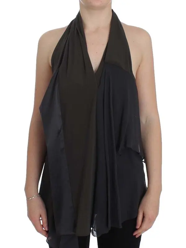 CORA GROPPO Halterneck Blouse Top - Gray